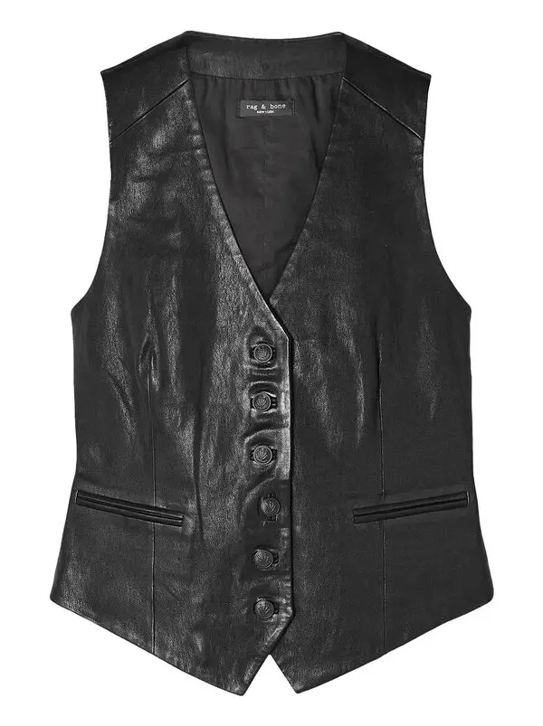 Rag & Bone Vanessa Leather Vest - Black