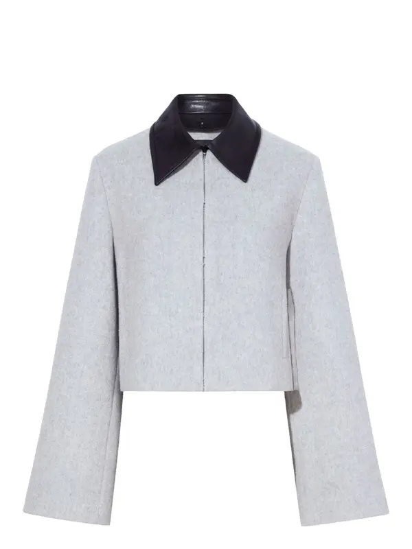 Proenza Schouler Bridget Leather-collar Cropped Jacket - Grey