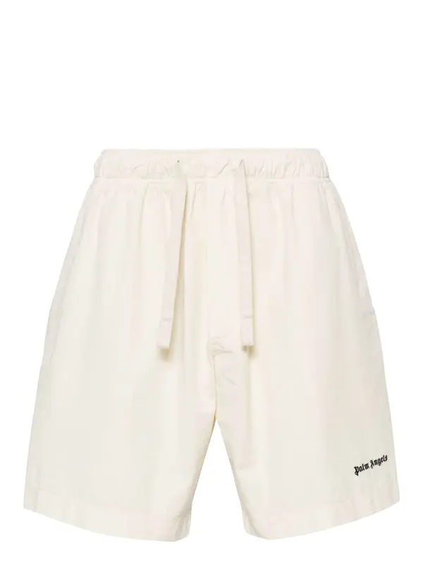 Palm Angels Logo-embroidered Bermuda Shorts - Neutrals