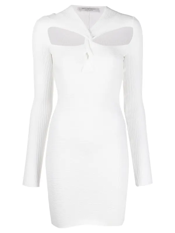 Philosophy Di Lorenzo Serafini Cut-out Ribbed Mini Dress - White
