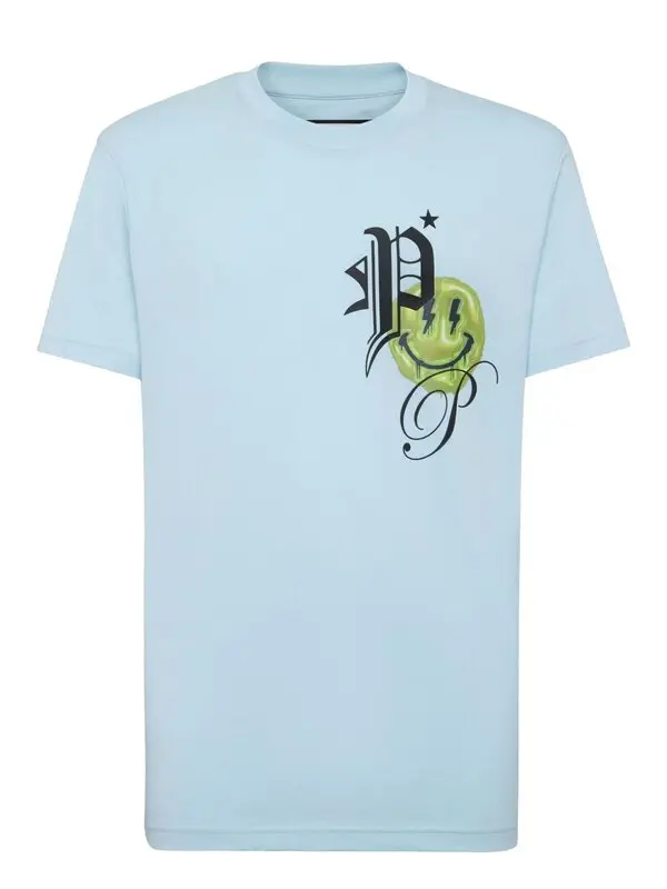 Philipp Plein Smile Cotton-jersey T-shirt - Blue