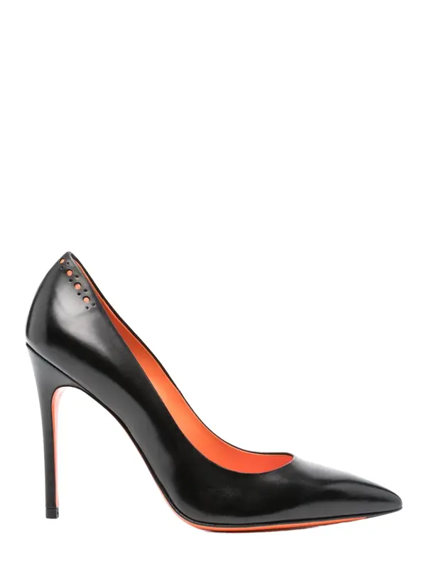 Santoni 105mm Leather Pumps - Black