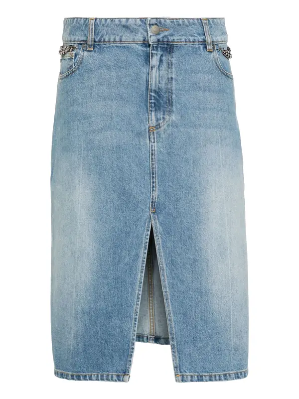 Stella McCartney Falabella Chain-link Denim Skirt - Blue