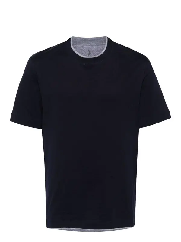 Brunello Cucinelli Faux-layered Cotton T-shirt - Blue
