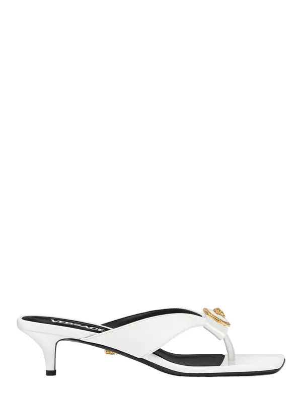 Versace 45mm Leather Sandals - White
