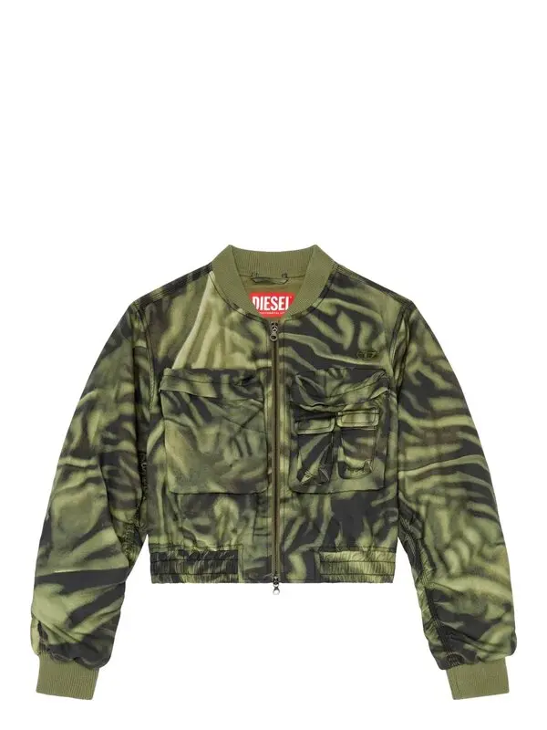 DIESEL® G-khlow Zebra-print Bomber Jacket - Green