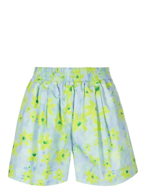 Marni Floral Cotton Shorts - Blue