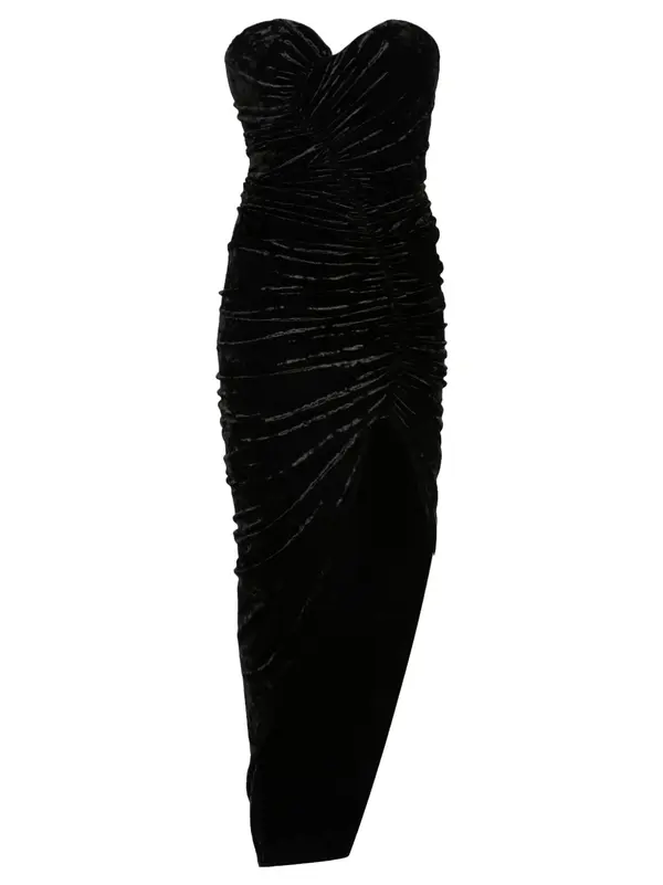 Alexandre Vauthier Crushed Velvet Maxi Dress - Black