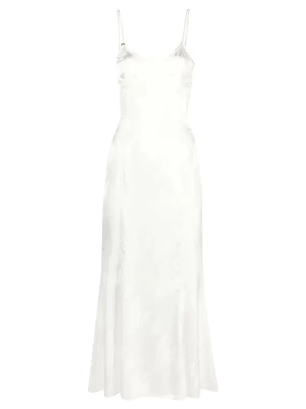 Attico Logo-jacquard Satin Midi Dress - White