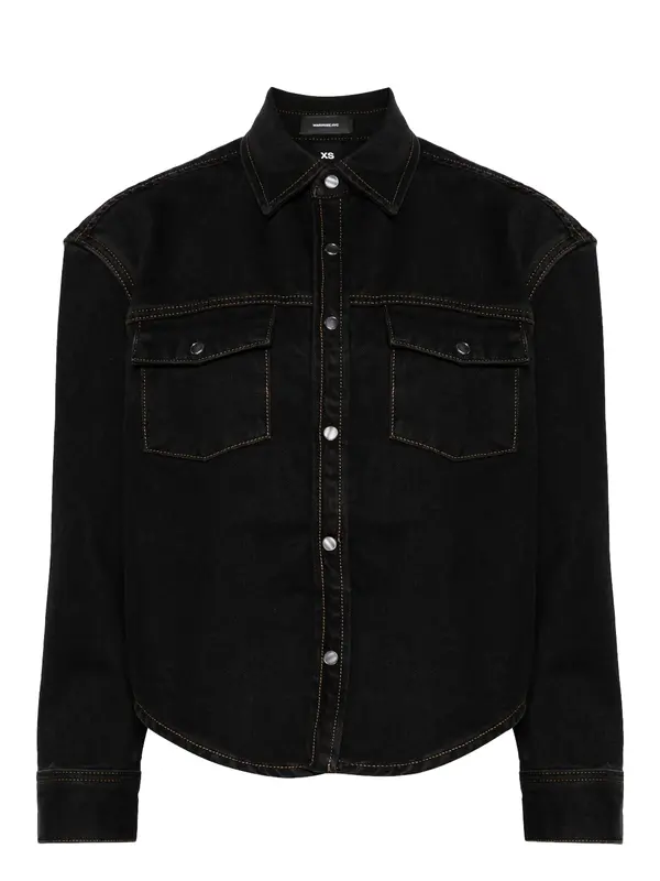 Wardrobe.NYC Curved-hem Denim Trucker Jacket - Black
