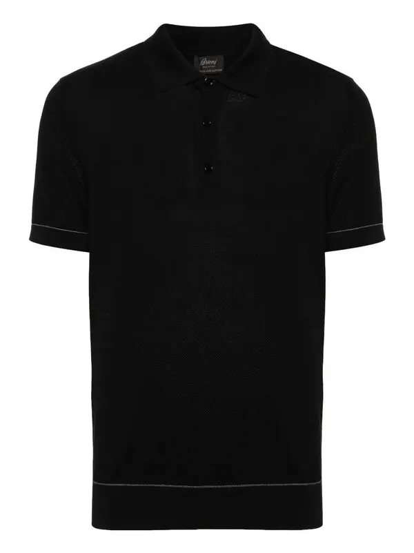 Brioni Piqué Cotton Polo Shirt - Black