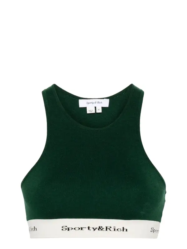 SPORTY & RICH Logo Underband Racerback Top - Green