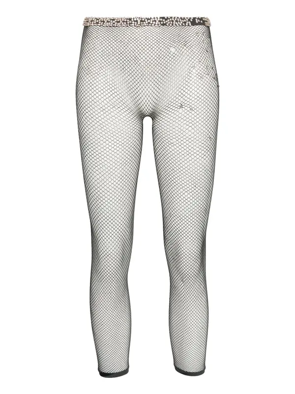 MAISON MARGIELA Rhinestone-embellished Mesh Leggings - Black