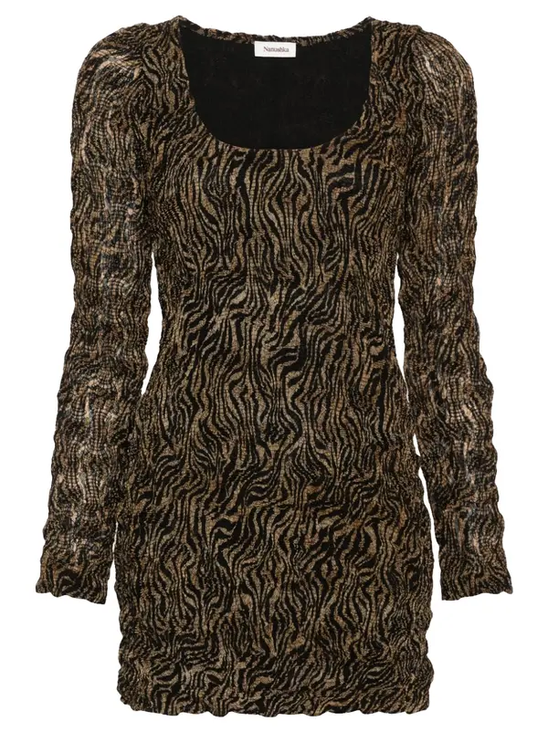 Nanushka Frensi Zebra-print Minidress - Brown