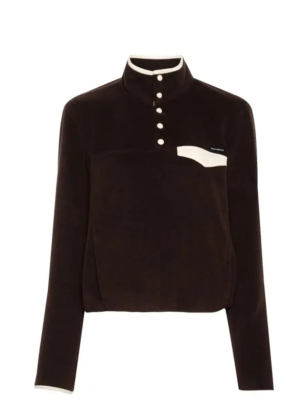 SPORTY & RICH Appliqué-logo Fleece Jumper - Brown