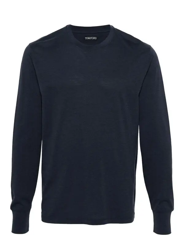 TOM FORD Mélange Cotton T-shirt - Blue