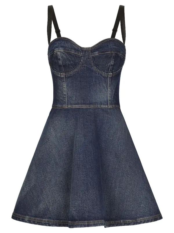 Dolce & Gabbana Sweetheart-neck Denim Minidress - Blue
