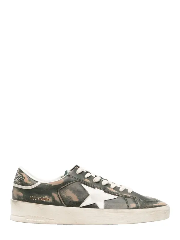 Golden Goose Stardan Distressed Leather Sneakers - Green