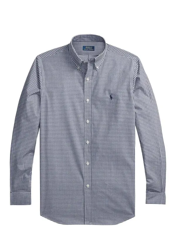 Polo Ralph Lauren Mini Check.pattern Cotton Shirt - Blue