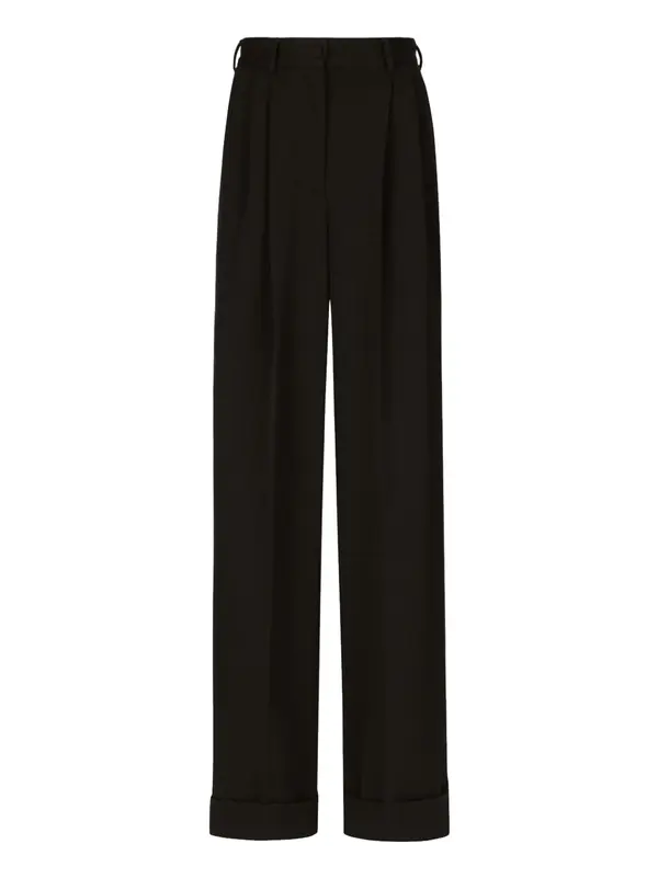 Dolce & Gabbana Pleated Wide-leg Trousers - Black