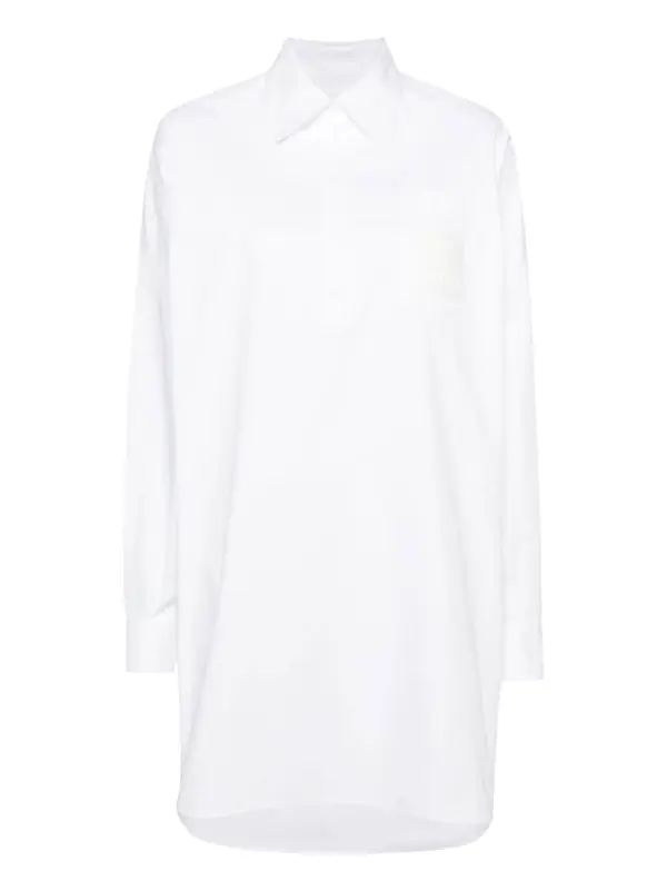 Moschino Logo-patch Cotton Shirtdress - White