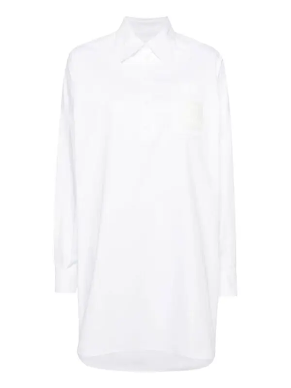 Moschino Logo-patch Cotton Shirtdress - White