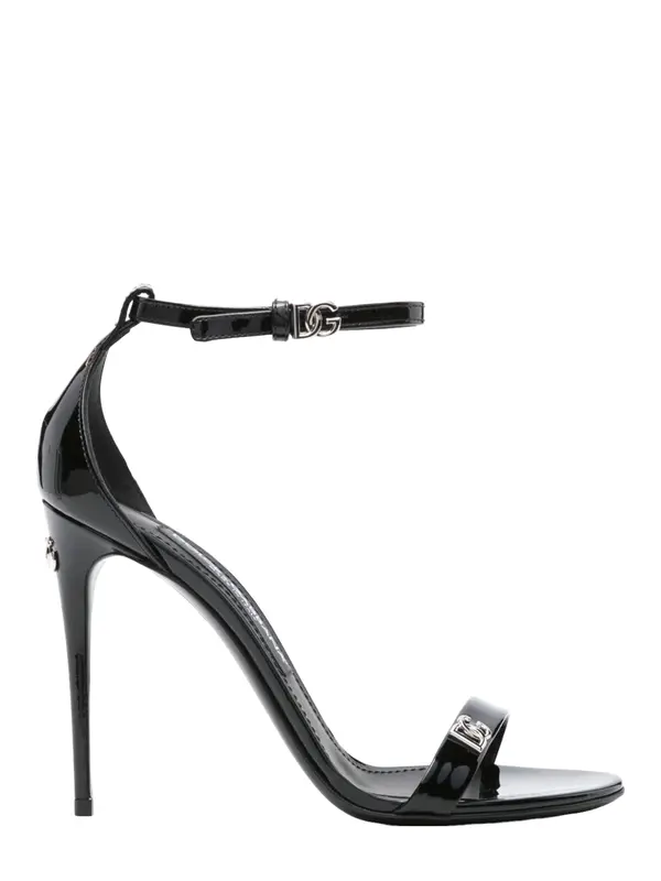 Dolce & Gabbana Logo-plaque Patent Sandals - Black