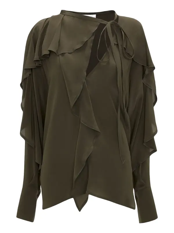 Victoria Beckham Tie-detail Silk Blouse - Green
