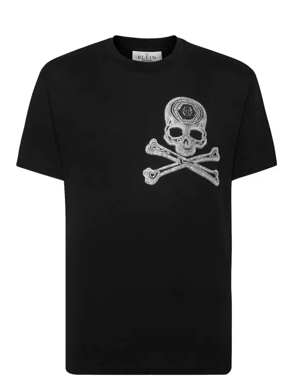 Philipp Plein Skull&bones Rhinestoned T-shirt - Black