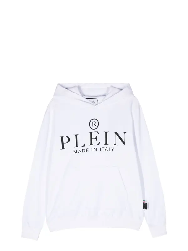 Philipp Plein Logo-appliqué Cotton Hoodie - White