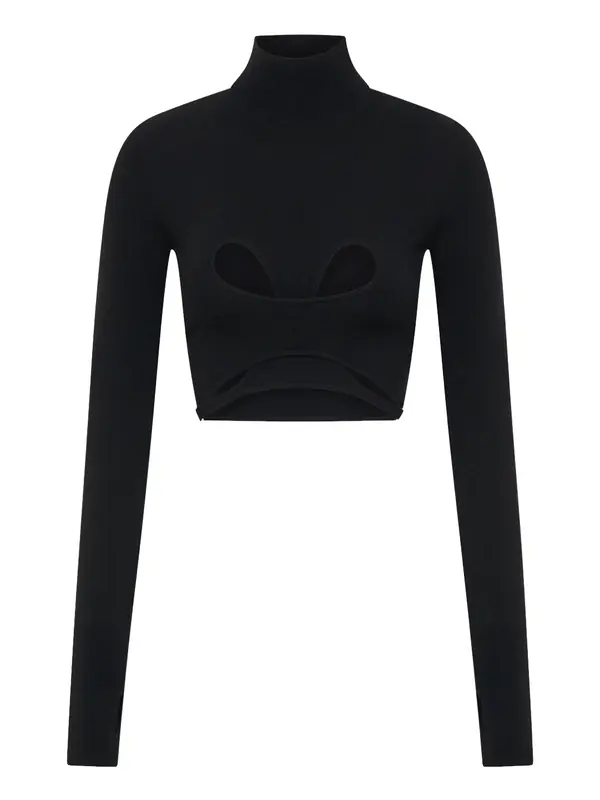 DION LEE Mobius Loop Cropped Top - Black