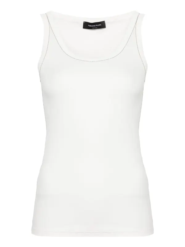 Fabiana Filippi Chain-detailed Ribbed Tank Top - White