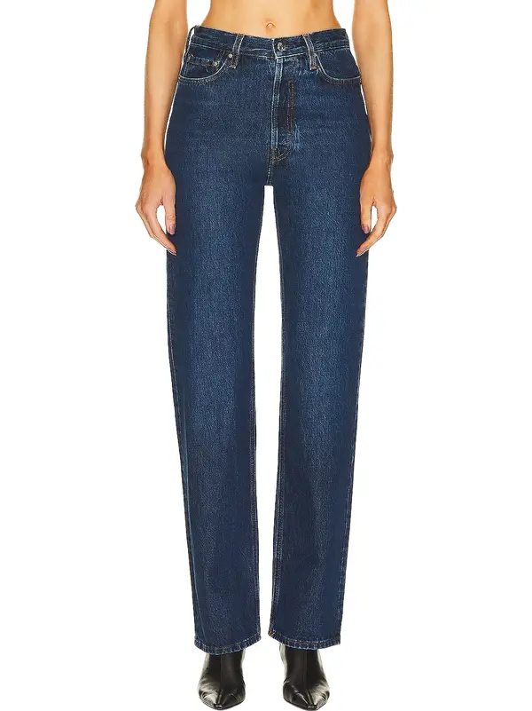 TOTEME Classic Cut Full Length Straight Leg Jeans - Dark Blue