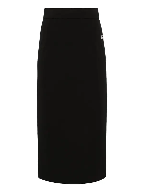 Dolce & Gabbana Logo-plaque Midi Skirt - Black