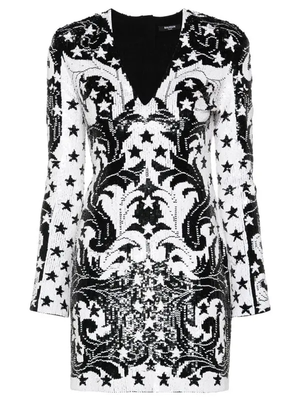 Balmain Sequinned Mini Dress - Black