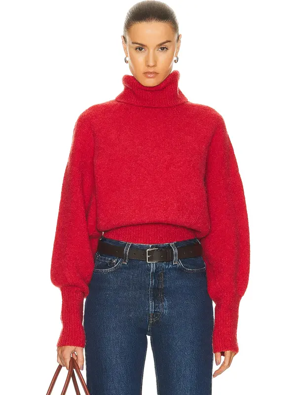 GRLFRND Elya Turtleneck Sweater - Red