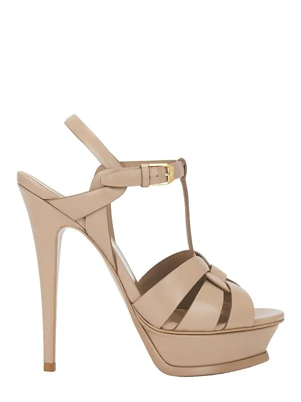 Saint Laurent Tribute Platform Sandals - Dark Beige