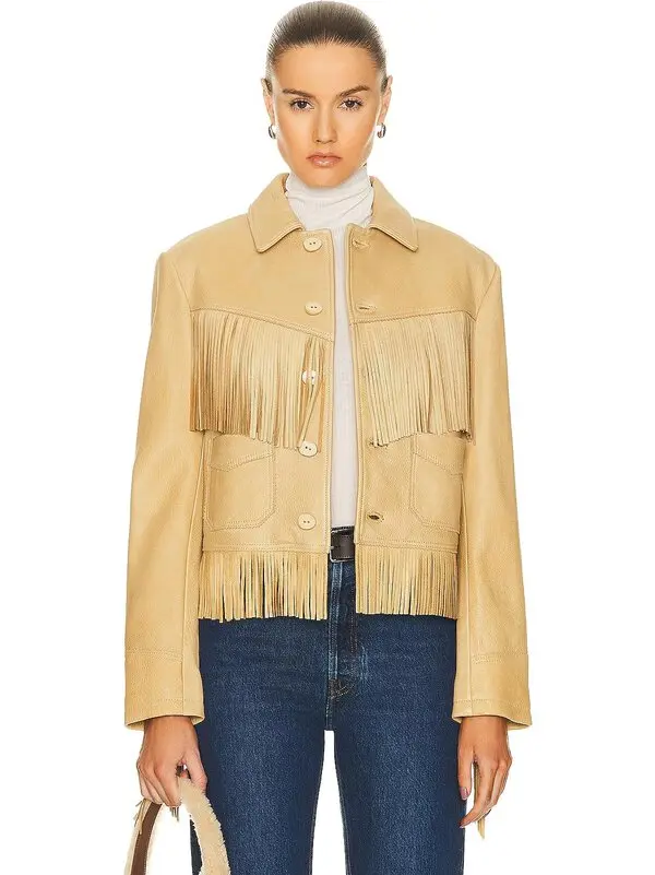 Polo Ralph Lauren Fringe Leather Jacket - Tan