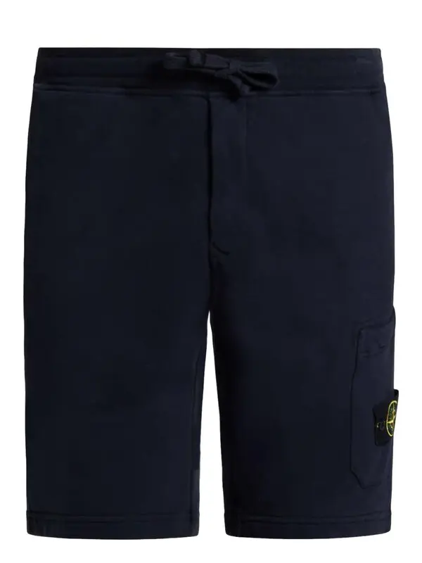 Stone Island Compass Logo-patch Cotton Track Shorts - Blue
