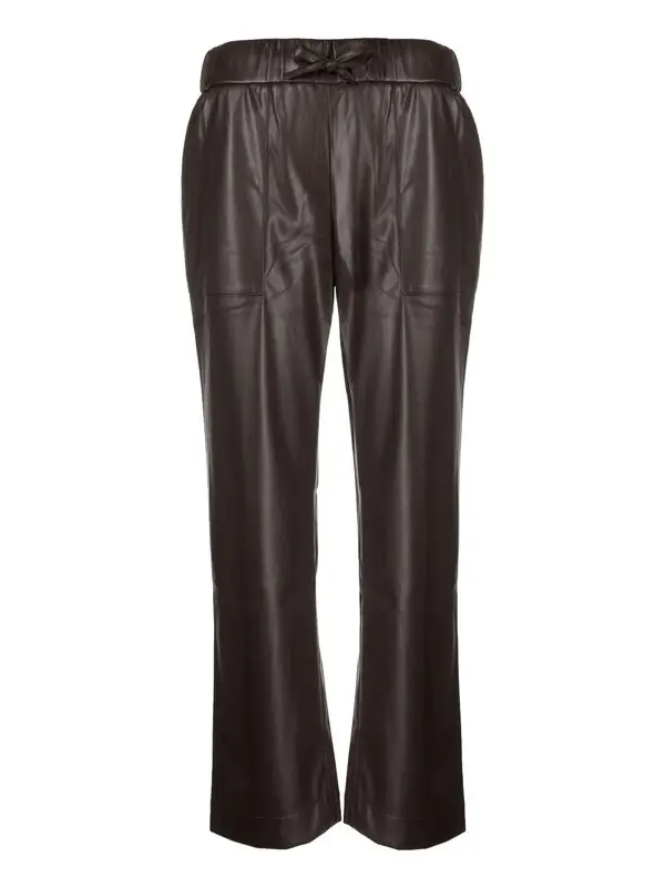GOODIOUS Cropped Faux Leather Trousers - Blue