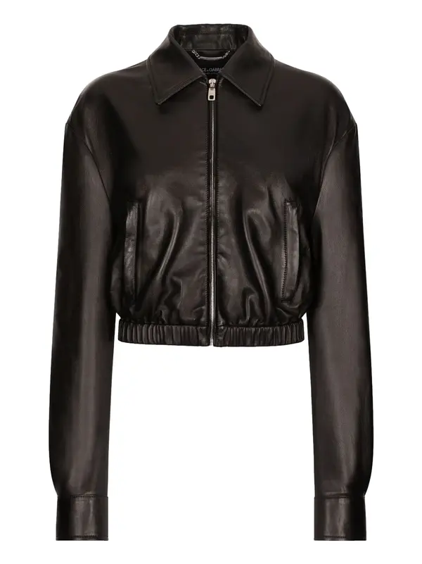 Dolce & Gabbana Logo-appliqué Leather Jacket - Black