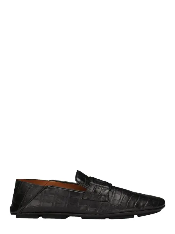 Dolce & Gabbana Embossed Crocodile Leather Loafers - Black