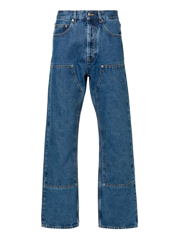 Palm Angels Logo-embossed Straight-leg Jeans - Blue