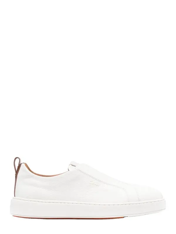 Santoni Leather Slip-on Sneakers - White