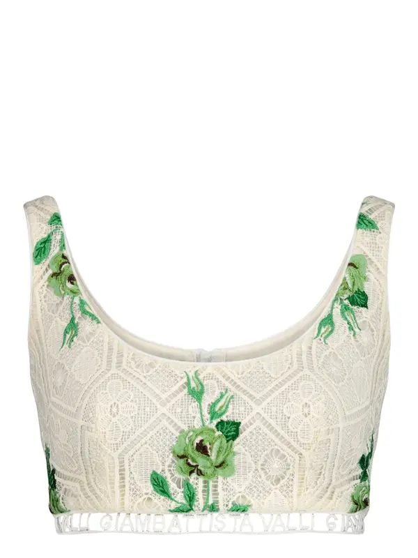 Giambattista Valli Pensées Sauvages Floral-embroidered Top - White