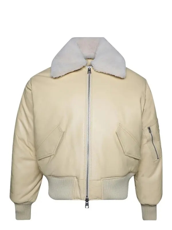 Ami Leather Bomber Jacket - Vanilla Cream