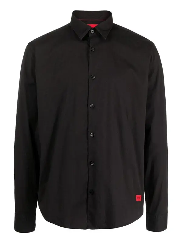 Hugo Logo-embroidered Cotton Shirt - Black