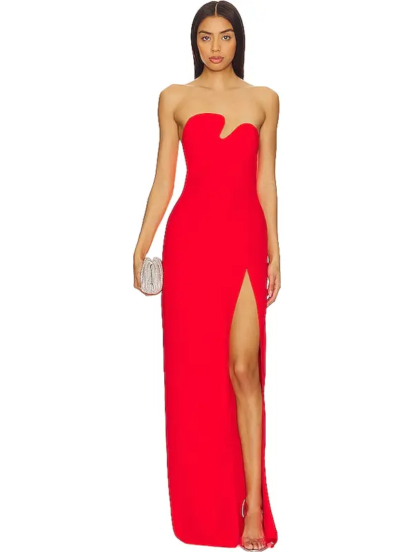 Amanda Uprichard Strapless Puzzle Gown - Crimson