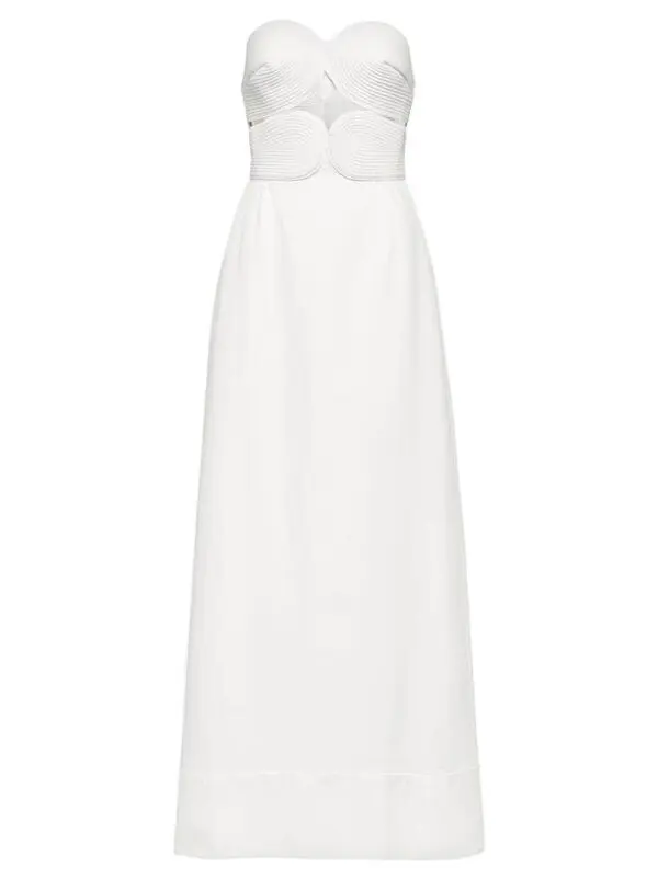 ADRIANA DEGREAS Matelassé Cutout Strapless Maxi Dress - White