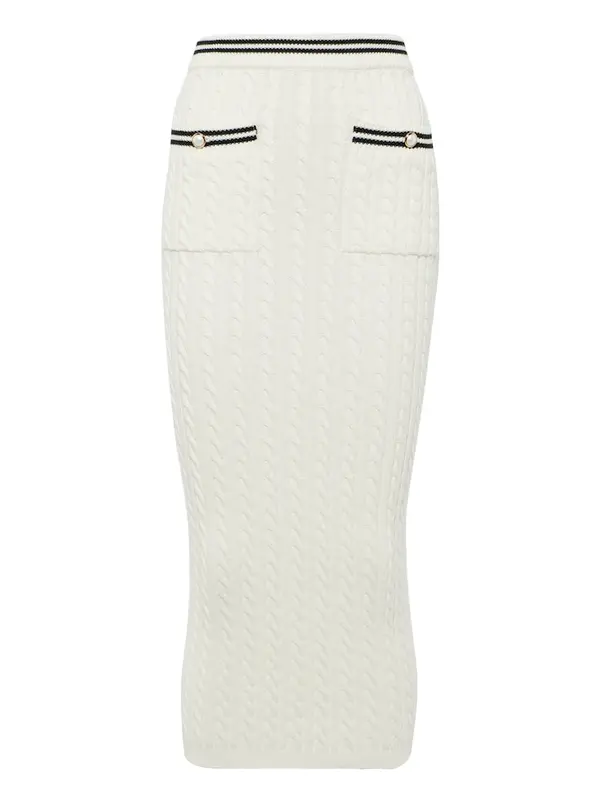 Alessandra Rich Striped Cable-knit Midi Skirt - White